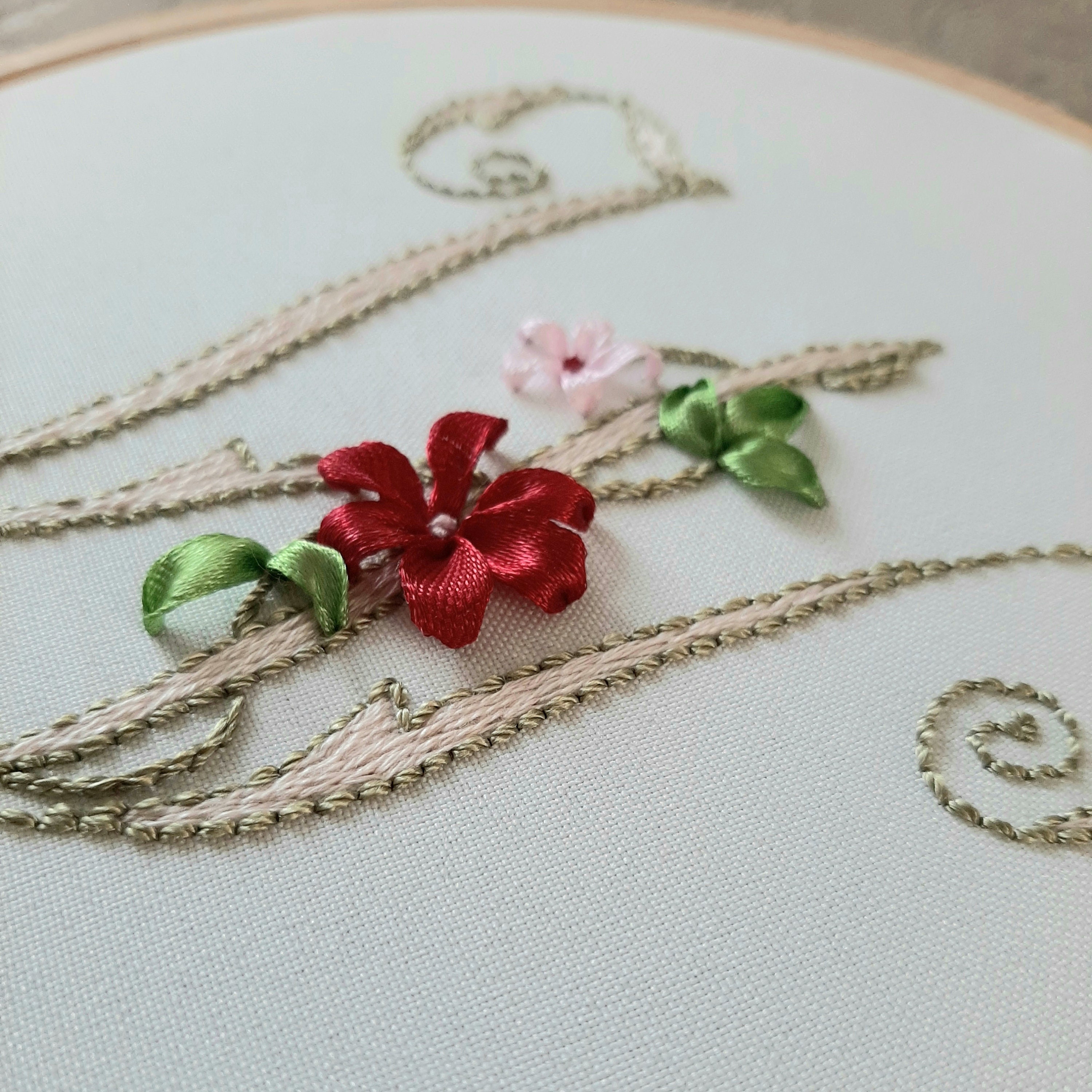 Letter W Pdf Hand Embroidery Beginner Monogram Pattern DIY Ribbon ...