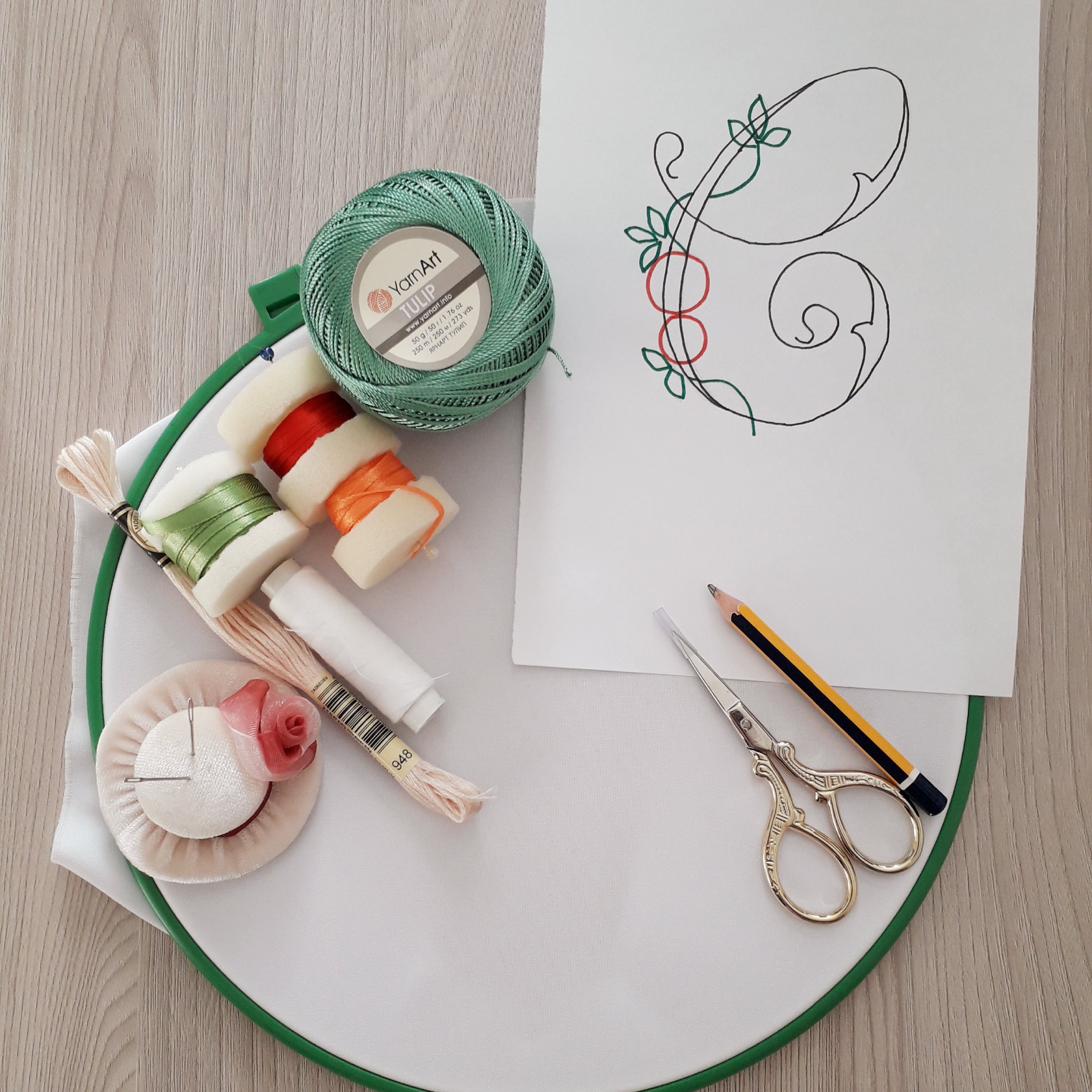 Letter C Pdf Hand Embroidery Beginner Monogram Pattern DIY Ribbon ...
