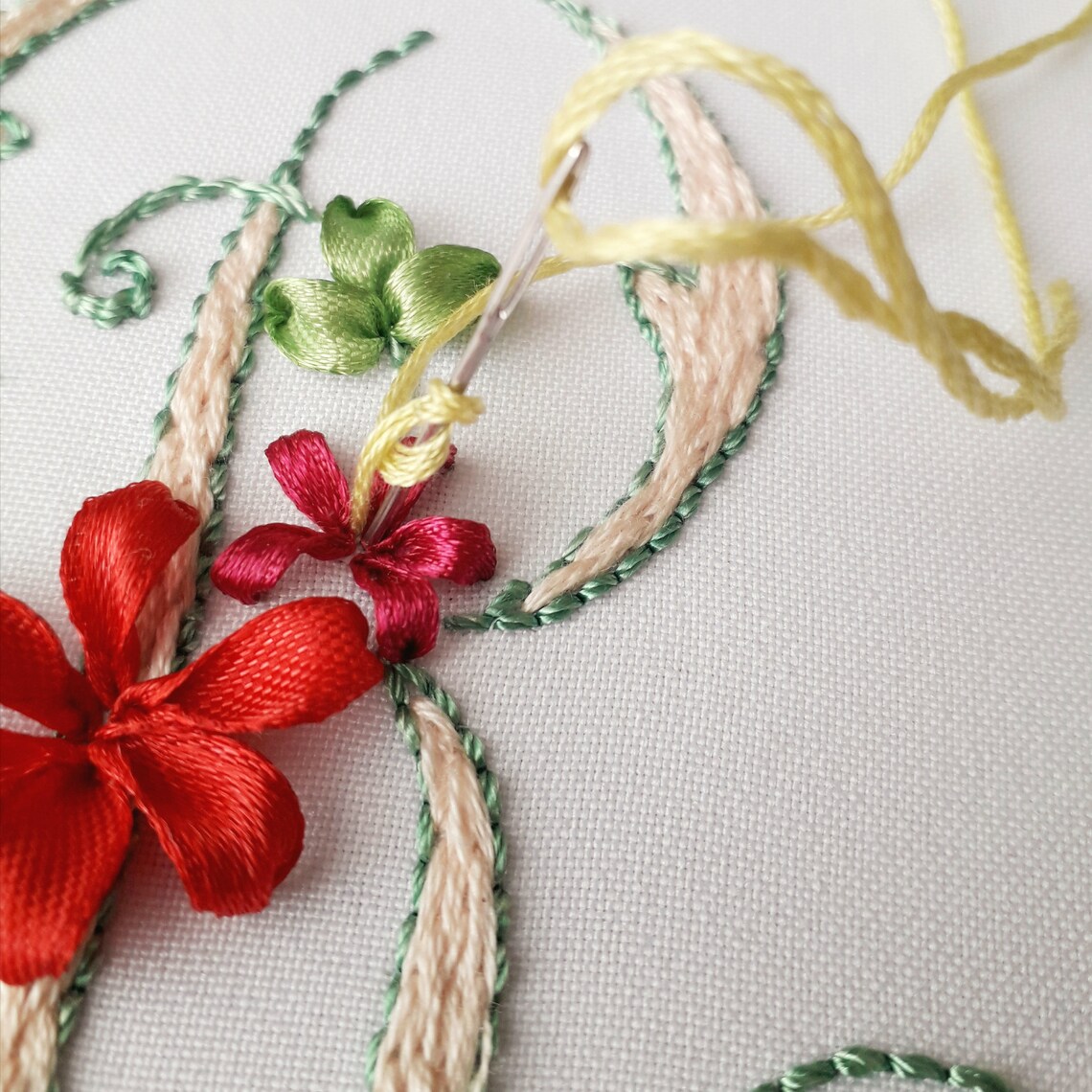 Letter R Pdf Hand Embroidery of Floral Alphabet, Monogram Pattern DIY ...