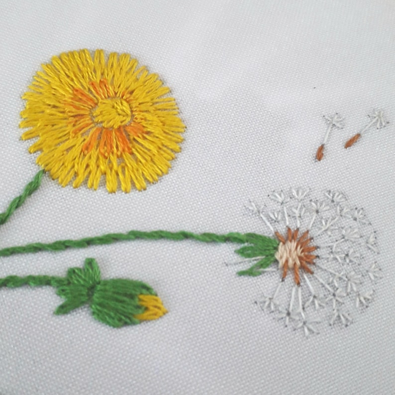Dandelion Hand Embroidery, Summer Flowers Pattern DIY, Botanical ...