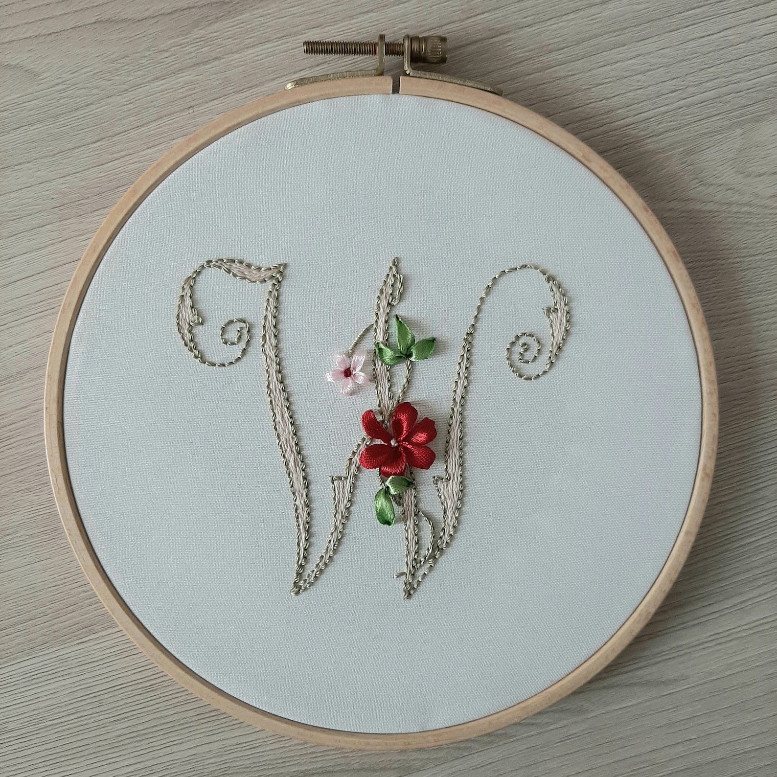 Letter W Pdf Hand Embroidery Beginner Monogram Pattern DIY Ribbon ...