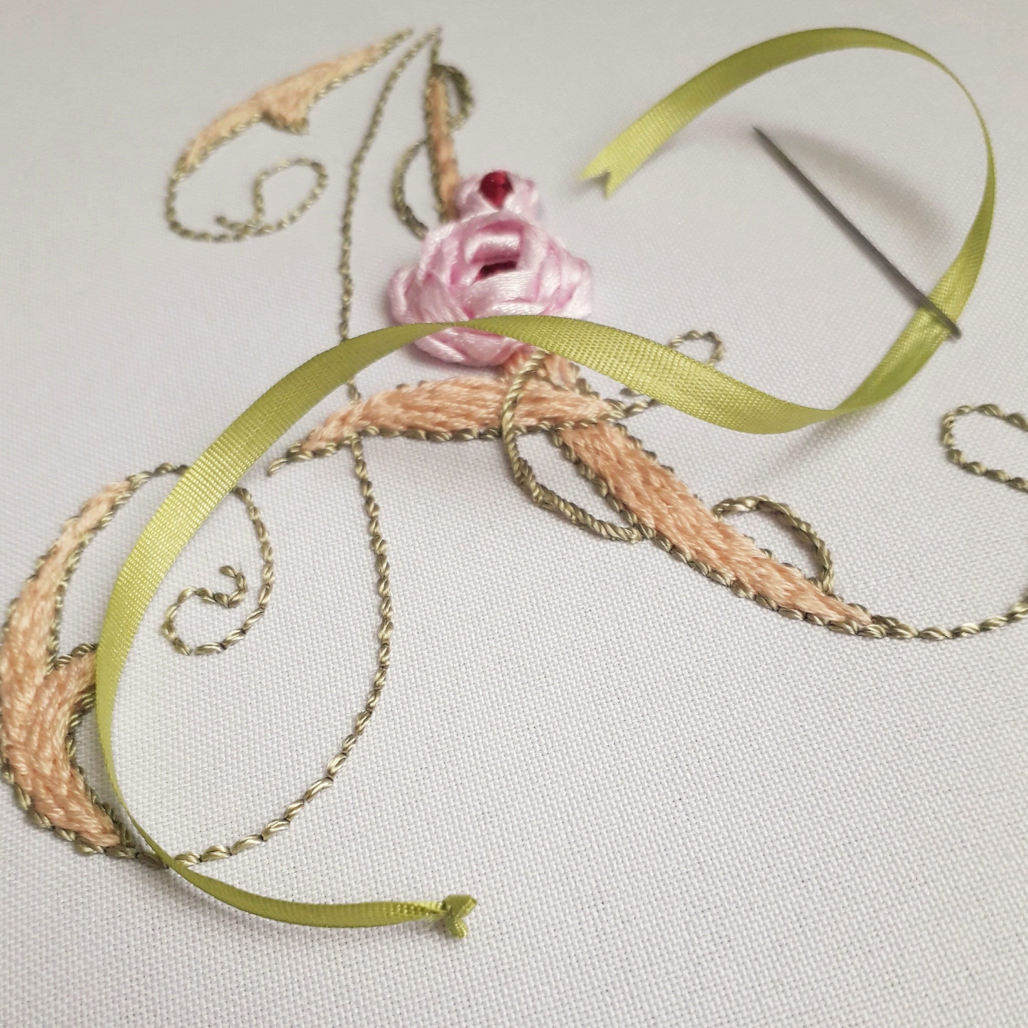 Letter A Pdf Hand Embroidery Beginner Monogram Pattern DIY Ribbon ...