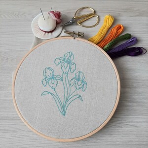 Irises Pdf Hand Embroidery Beginner Spring Flowers Pattern DIY - Etsy