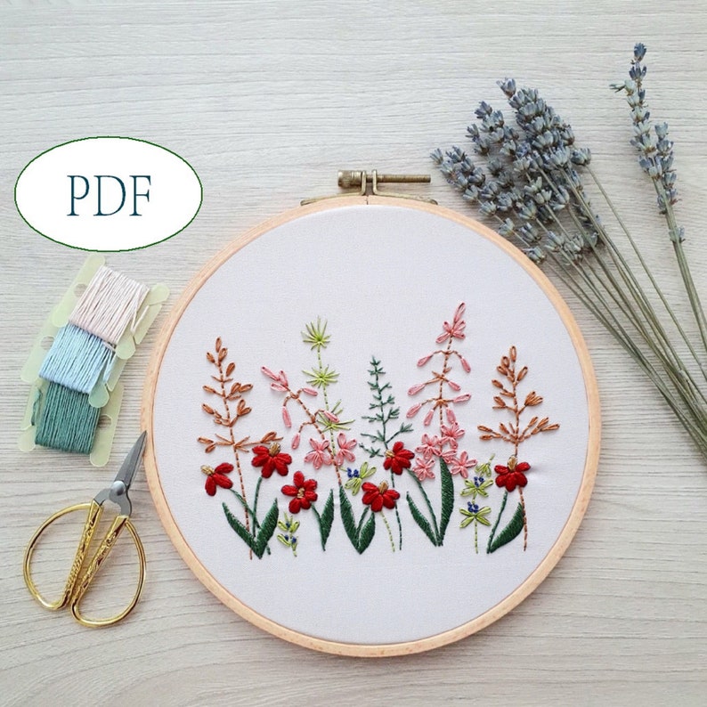 Wildflower Pdf Hand Embroidery Beginner Botanical Pattern DIY - Etsy