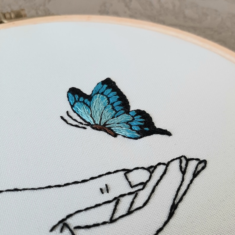 Blue Butterfly Pdf Hand Embroidery Beginner Butterfly Pattern DIY - Etsy