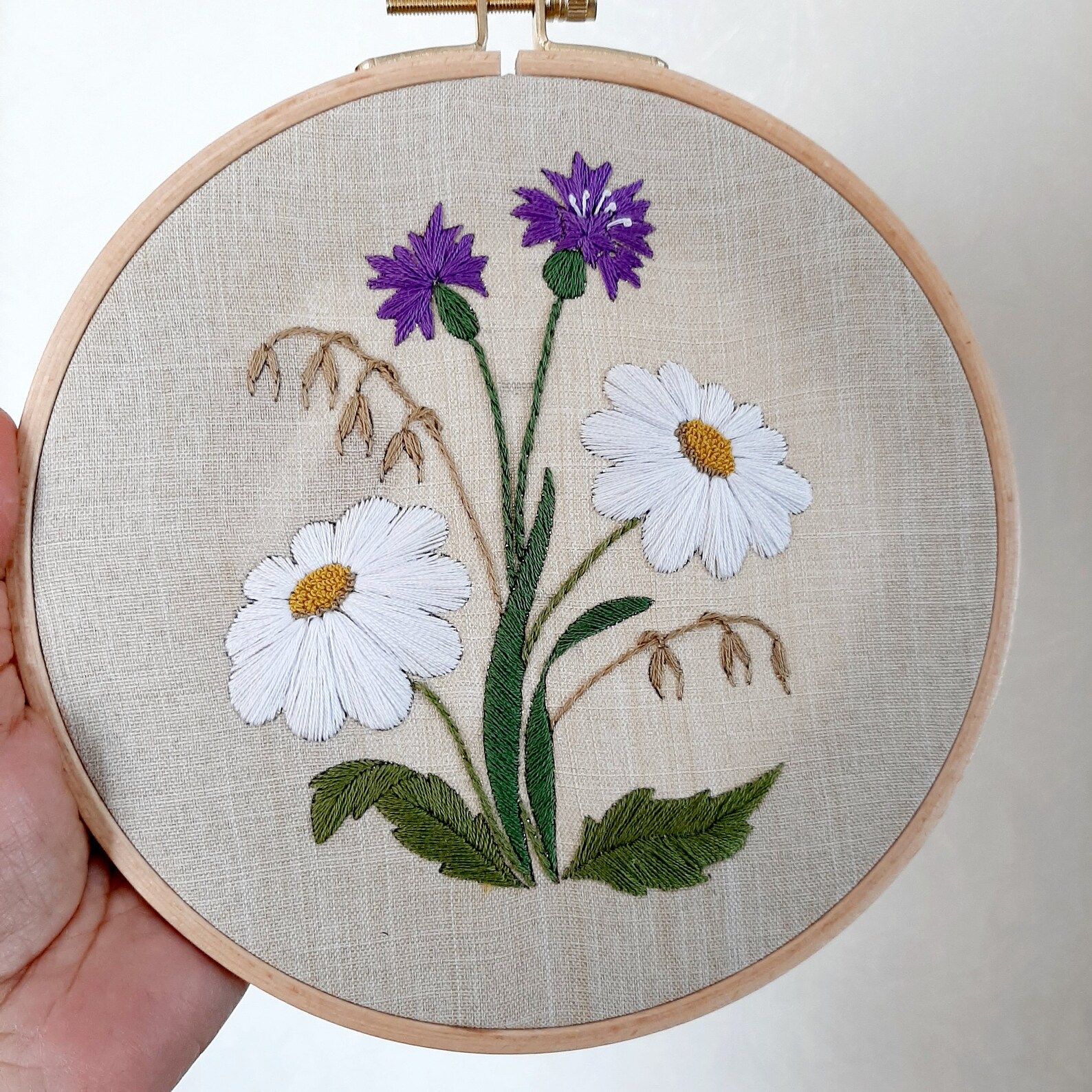 Daisy and Cornflower Pdf Hand Embroidery Beginner Botanical Pattern DIY, Chamomile Design - Etsy