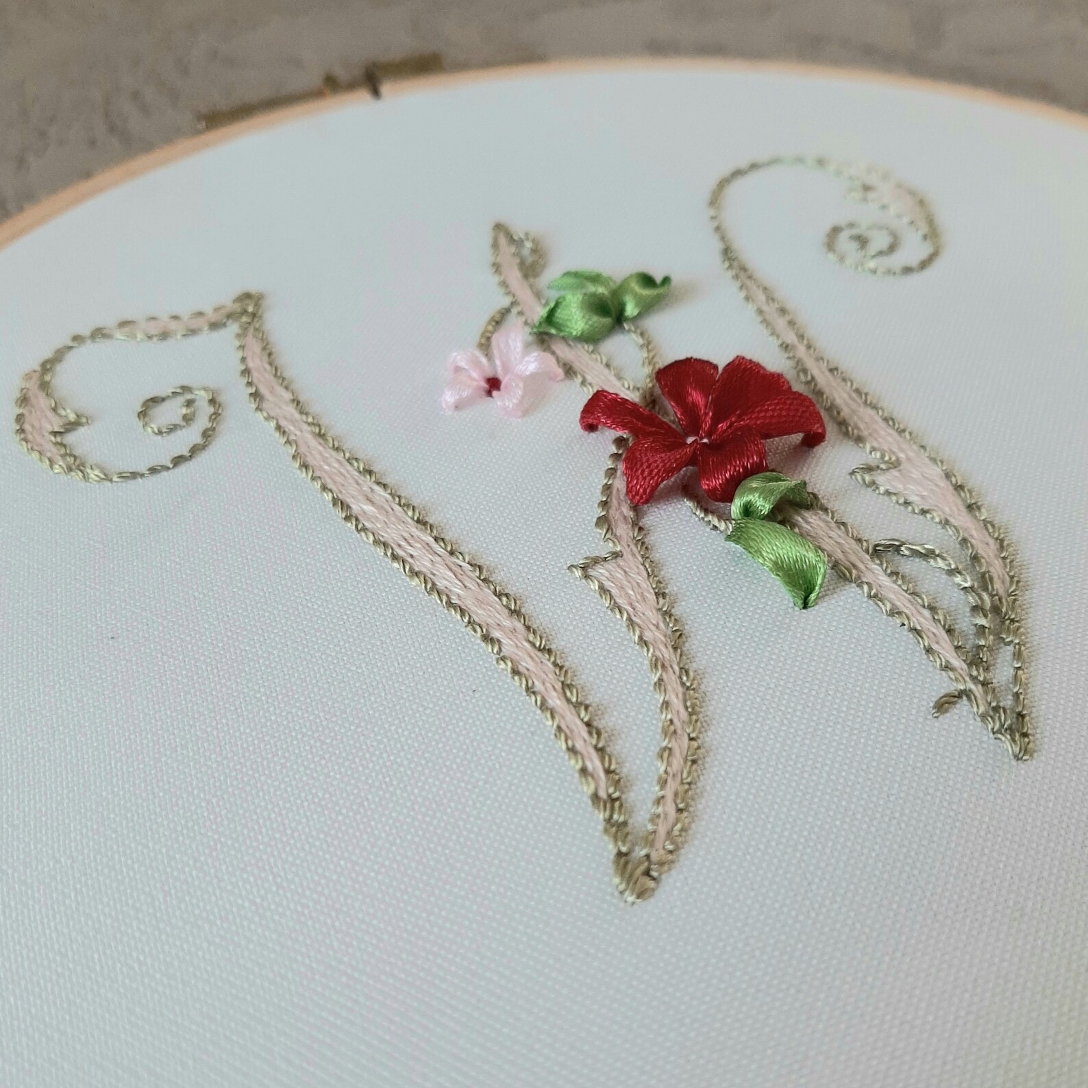 Letter W Pdf Hand Embroidery Beginner Monogram Pattern DIY Ribbon ...