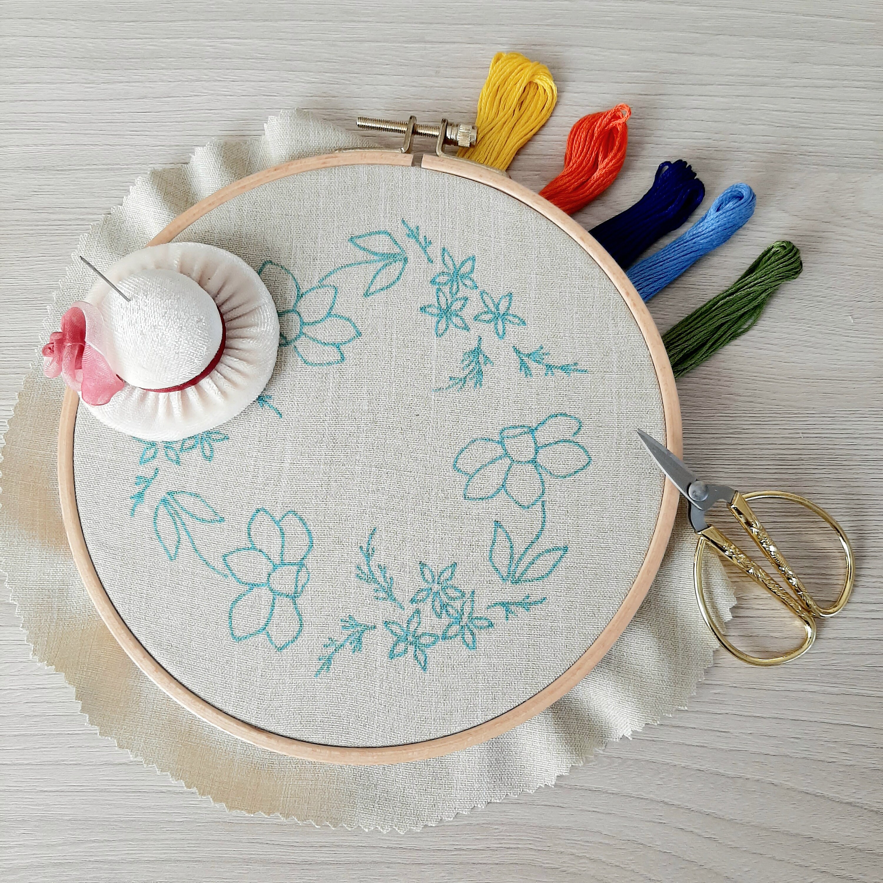 Yellow Daffodils Wreath Hand Embroidery, Spring Flowers Pattern DIY ...