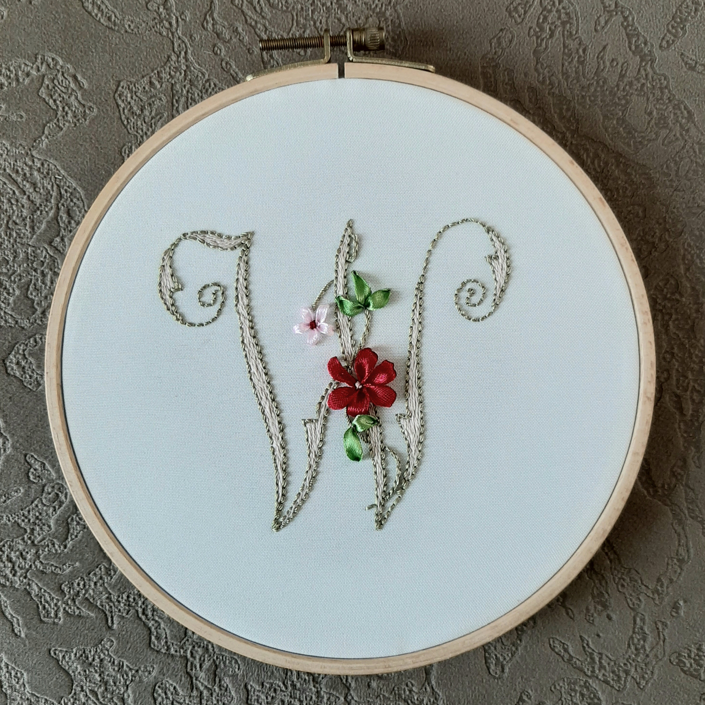 Letter W Pdf Hand Embroidery Beginner Monogram Pattern DIY Ribbon ...