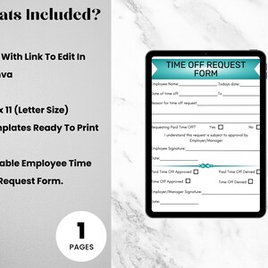 Employee Time off Request Form Canva Editable Template Employee ...