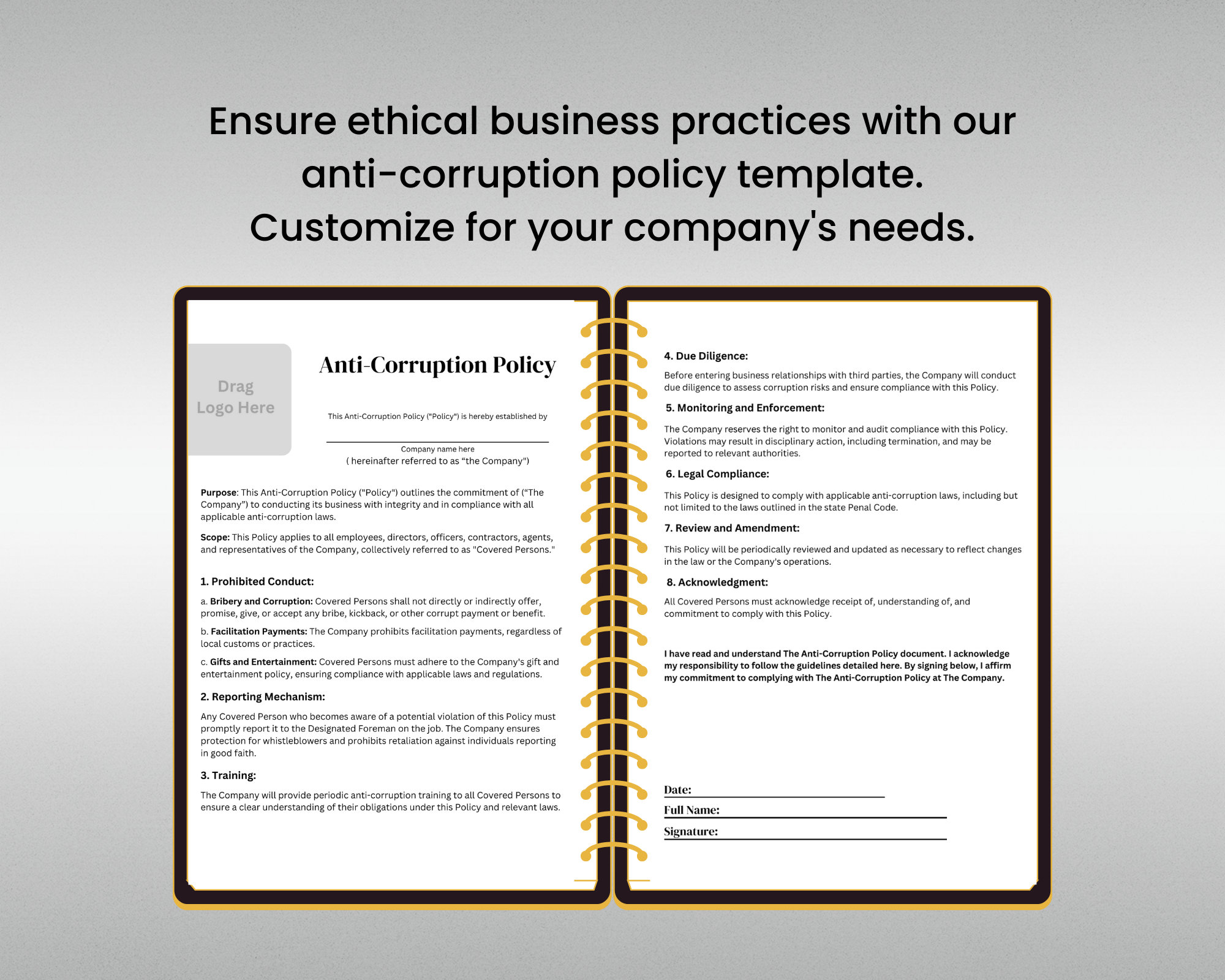 Anti-corruption Policy Canva Editable Template Business Procedure ...