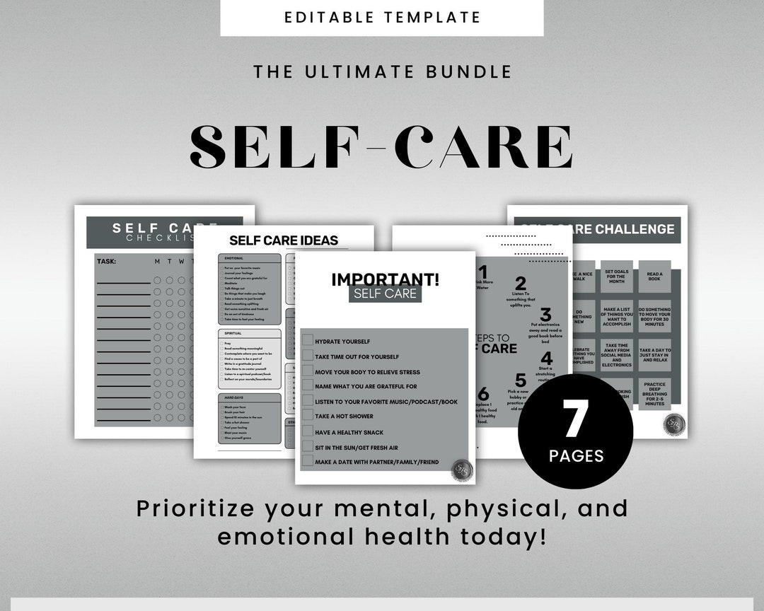 Printable Self-care Template Bundle Self-care Challenge Self-care ...