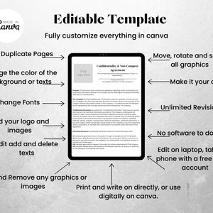 Confidentiality and Non-compete Agreement Canva Editable Template - Etsy