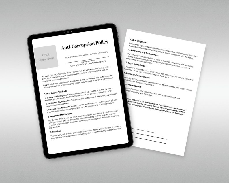 Anti-corruption Policy Canva Editable Template Business Procedure ...