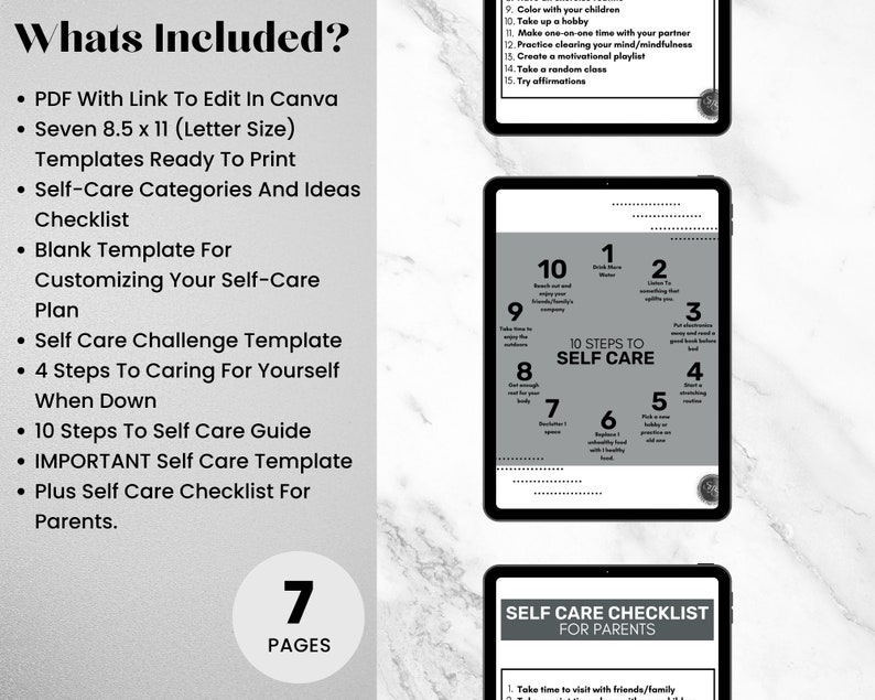 Printable Self-care Template Bundle Self-care Challenge Self-care Checklist Self-care Tracker ...