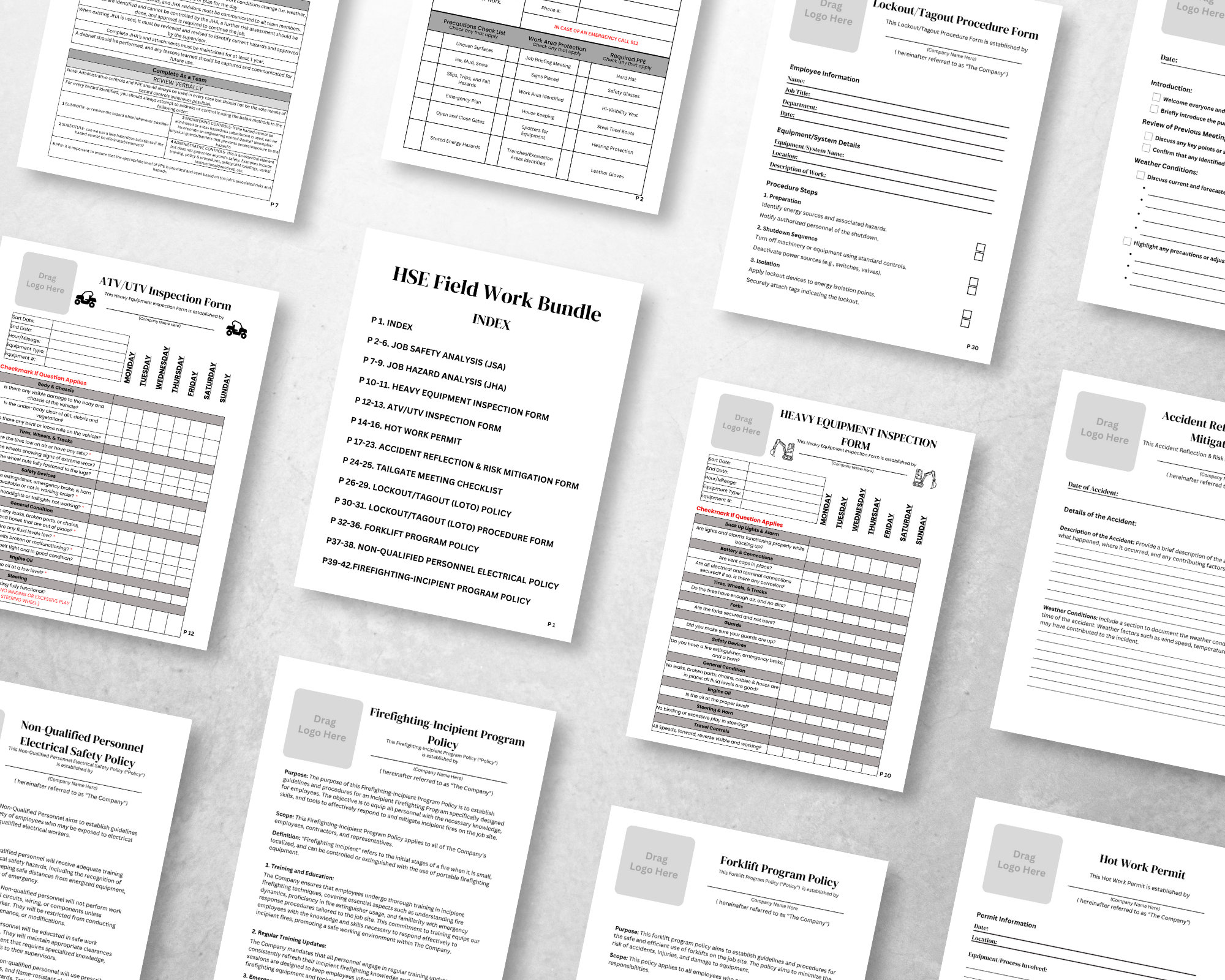 HSE Job Site Bundle Canva Editable Template Healthy Safety and ...