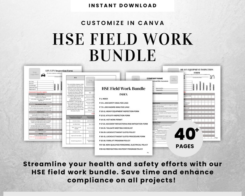HSE Job Site Bundle Canva Editable Template Healthy Safety and ...