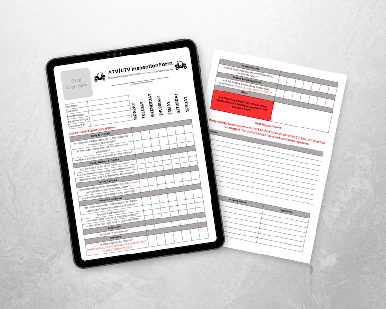 ATV/UTV Weekly Inspection Form Canva Editable Template Atv Inspection ...
