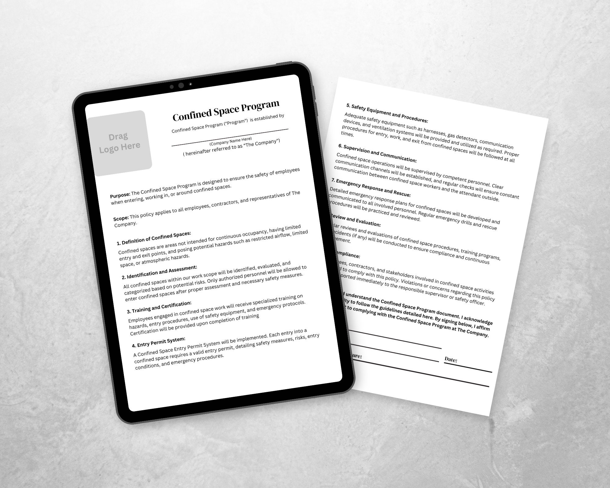 Confined Space Program Canva Editable Template Company Procedures Confined Space Entry Program ...