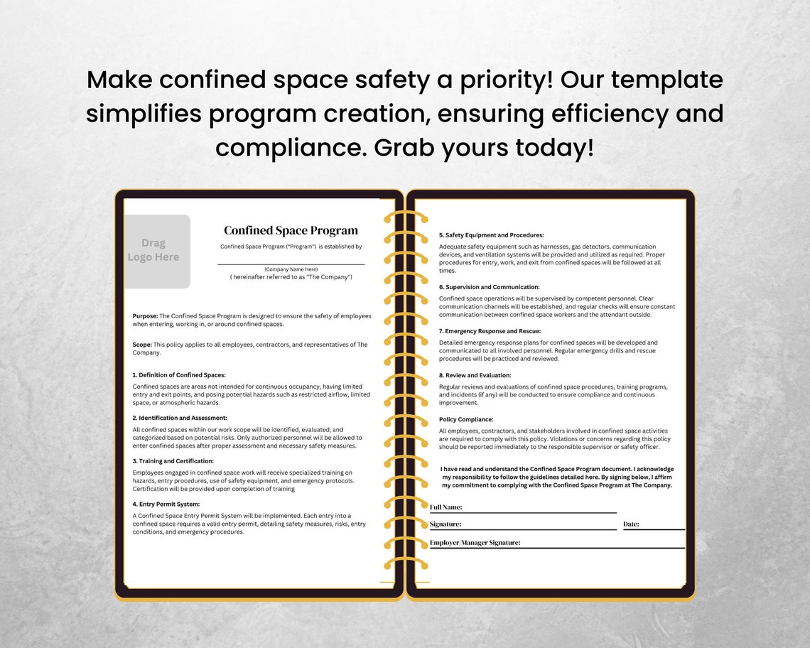 Confined Space Program Canva Editable Template Company Procedures ...