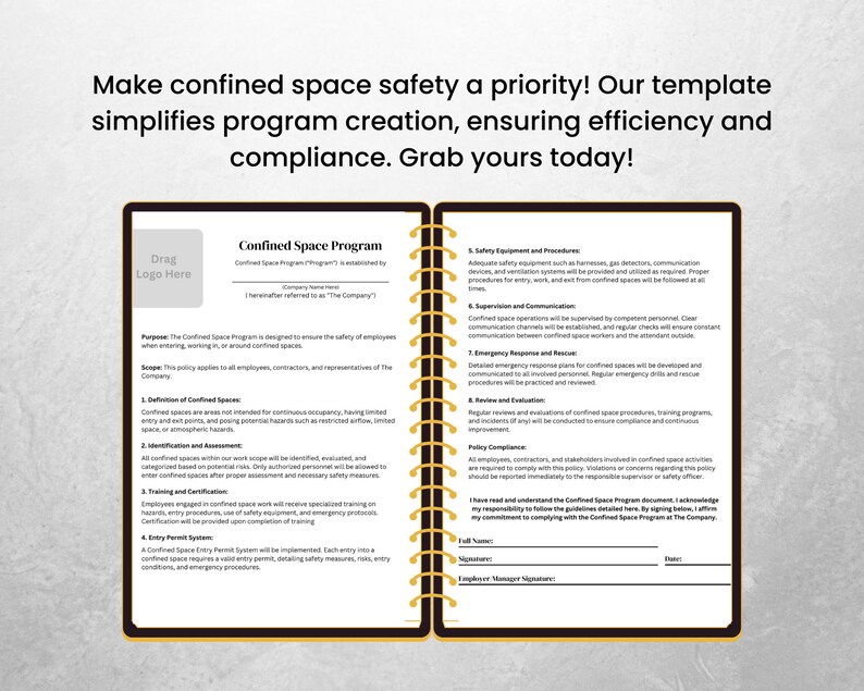 Confined Space Program Canva Editable Template Company Procedures ...