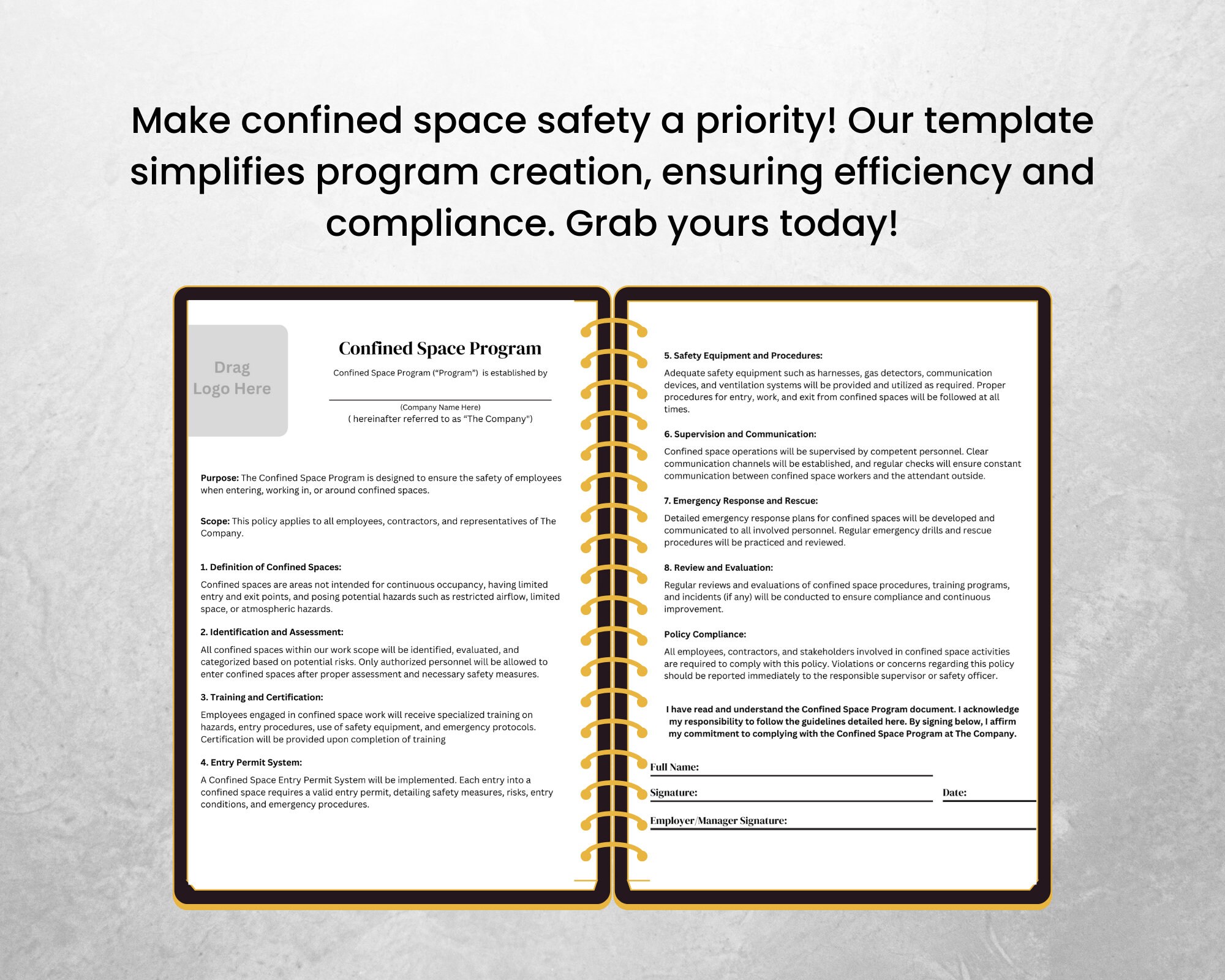 Confined Space Program Canva Editable Template Company Procedures ...