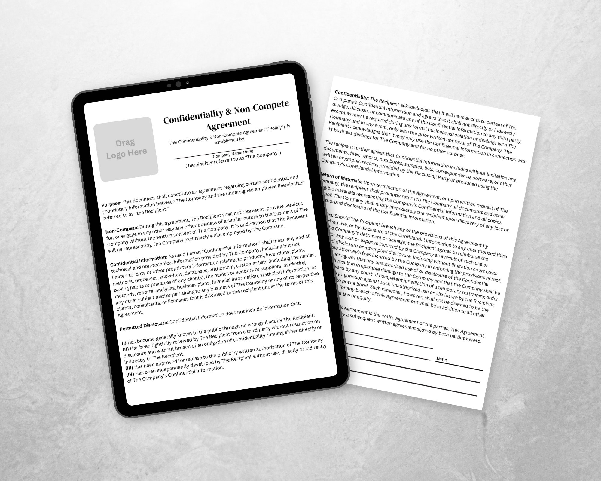 Confidentiality and Non-compete Agreement Canva Editable Template - Etsy