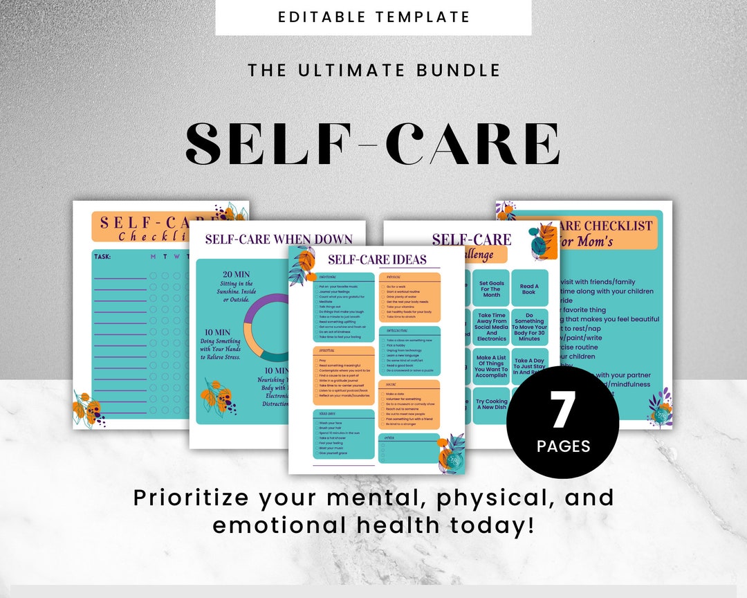 Printable Self-care Template Bundle Self-care Challenge Self-care ...