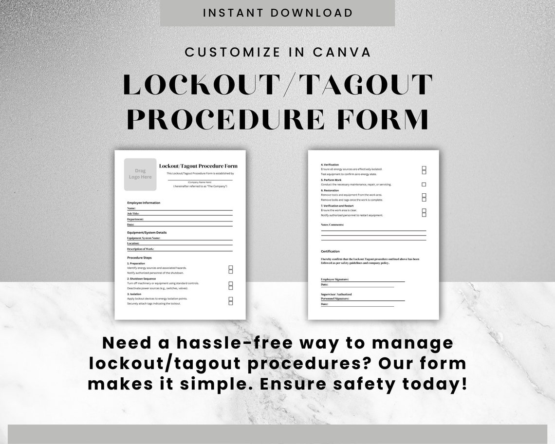 Lockout Procedure Form Canva Editable Template Tagout Procedure Form ...