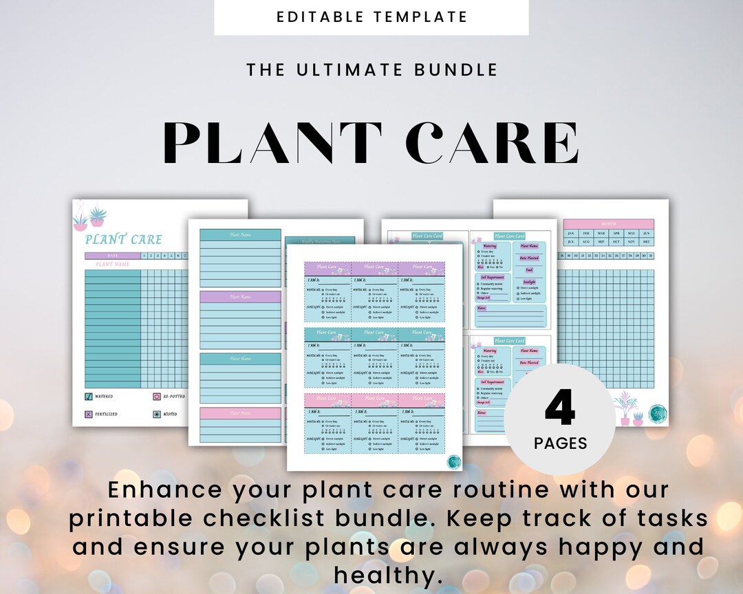 Printable Plant Care Tracker Bundle Indoor Plant Calendar Plant Care ...