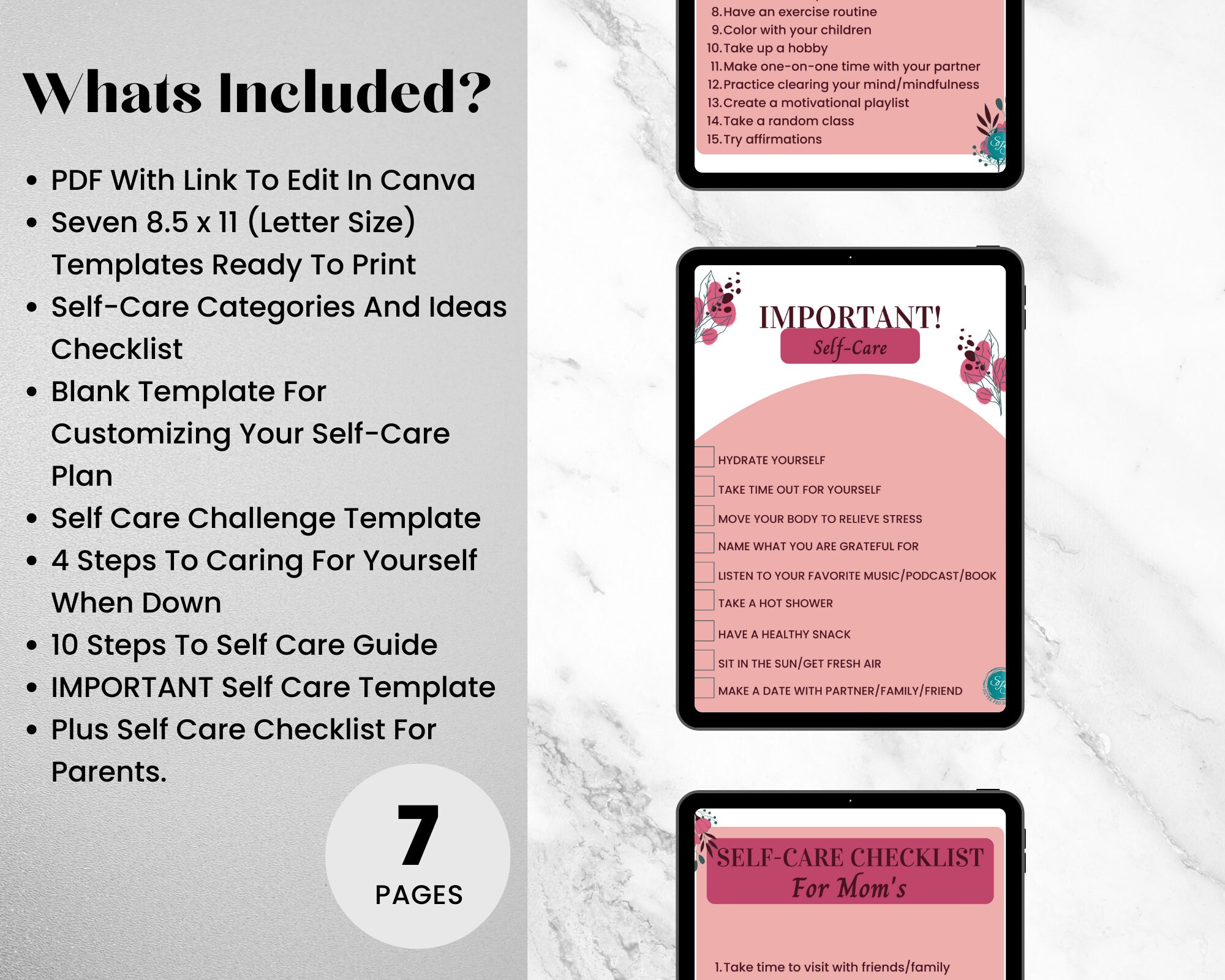 Printable Self Care Bundle Self Care Planner Self Love Tracker Moms ...