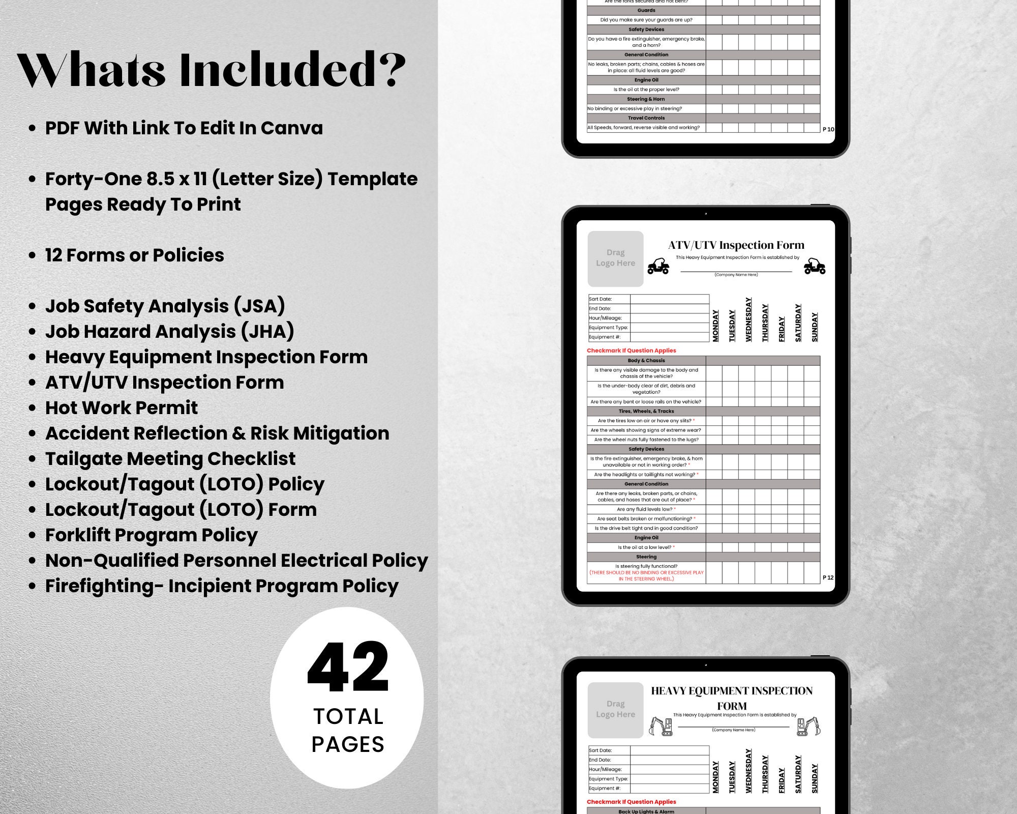 HSE Job Site Bundle Canva Editable Template Healthy Safety and ...