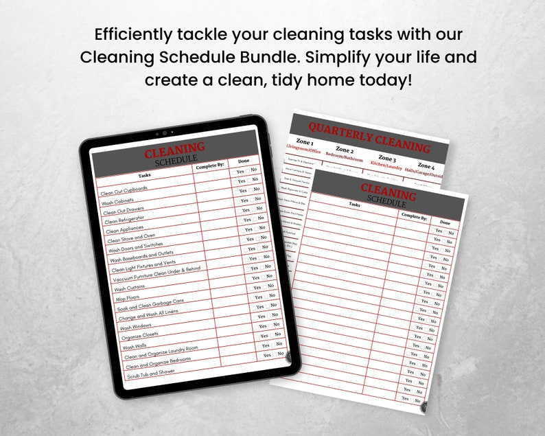 Printable Cleaning Schedule Bundle Cleaning Checklist Quarterly ...