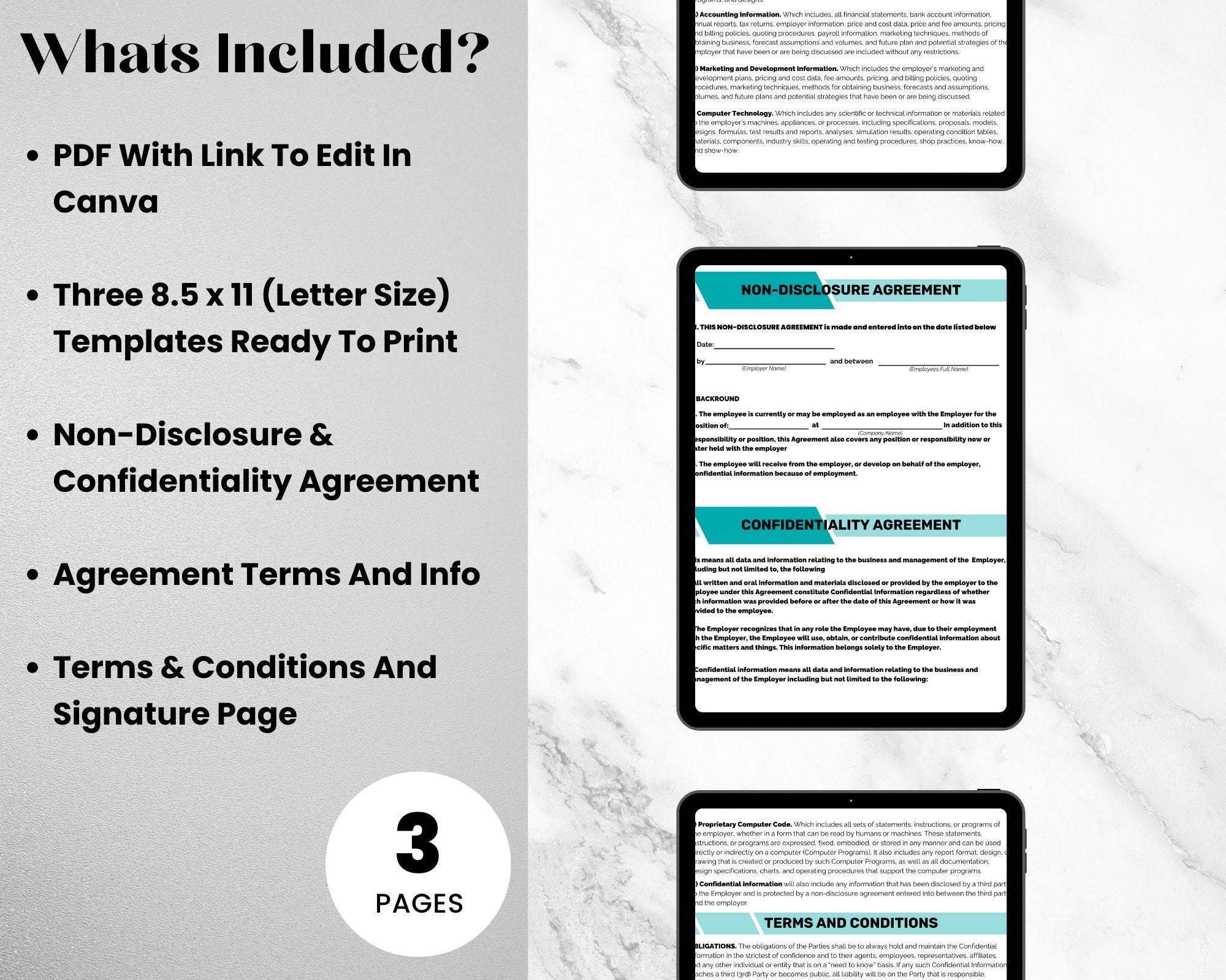 Non-disclosure Agreement Canva Editable Template Confidentiality ...