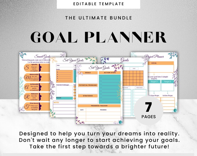 Smart Goals Planner Worksheet Printable Goal Setting Worksheet Template ...