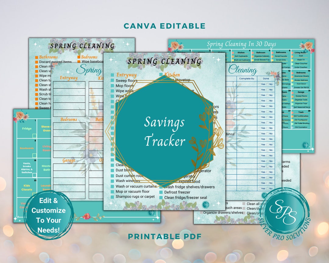 Canva Editable Spring Cleaning Bundle Printable Spring - Etsy