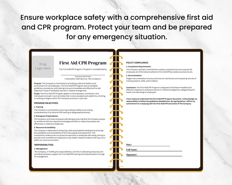 First Aid and CPR Program Canva Editable Template Business Document ...