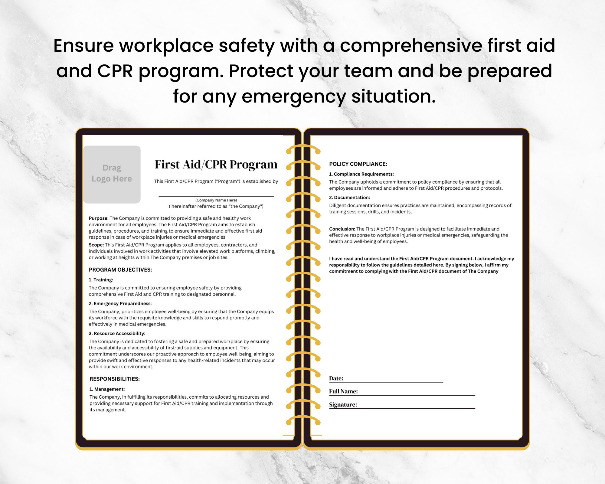 First Aid and CPR Program Canva Editable Template Business Document ...
