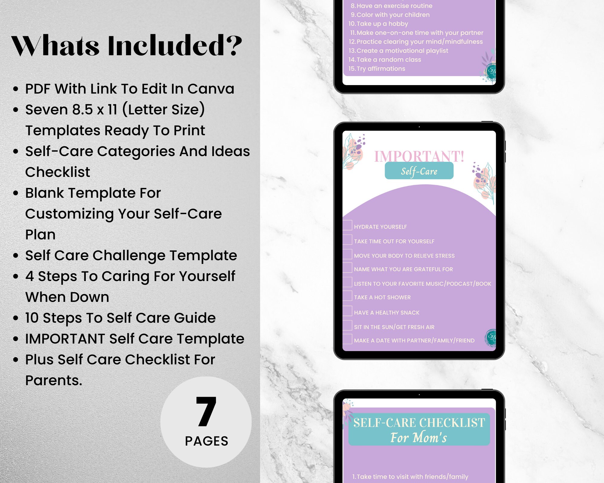 Printable Self-care Template Bundle Self-care Challenge Self-care ...