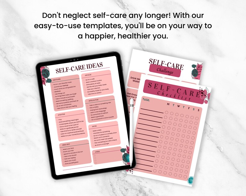 Printable Self Care Bundle Self Care Planner Self Love Tracker Moms ...