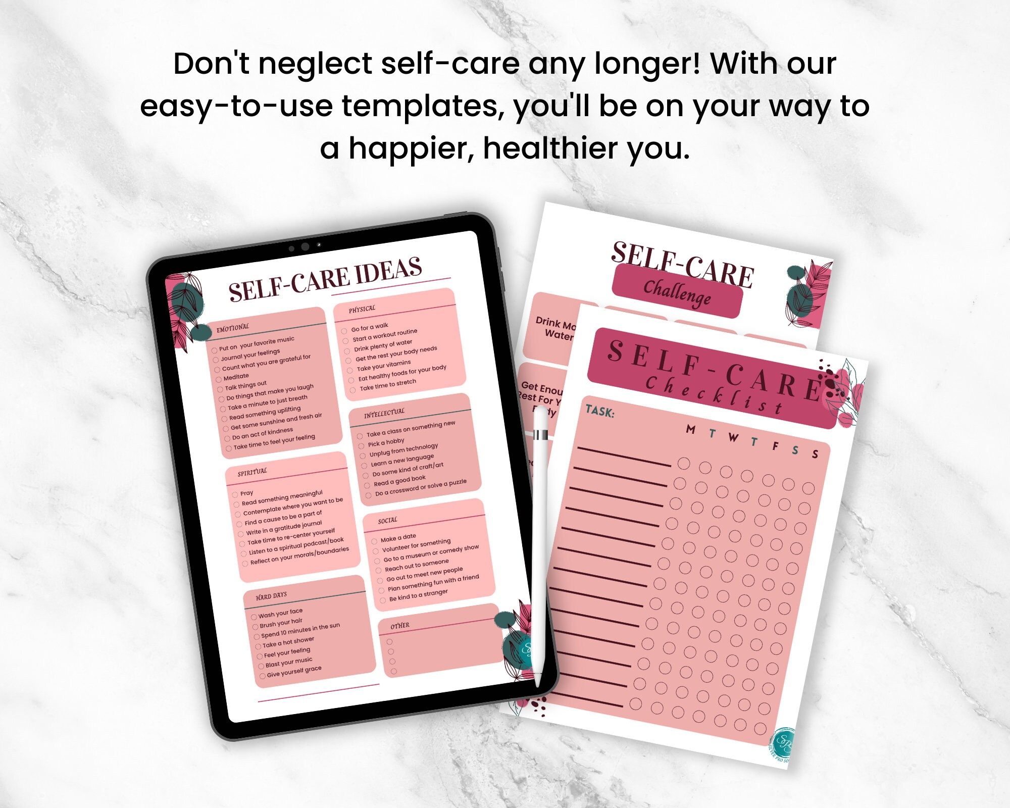 Printable Self Care Bundle Self Care Planner Self Love Tracker Moms ...