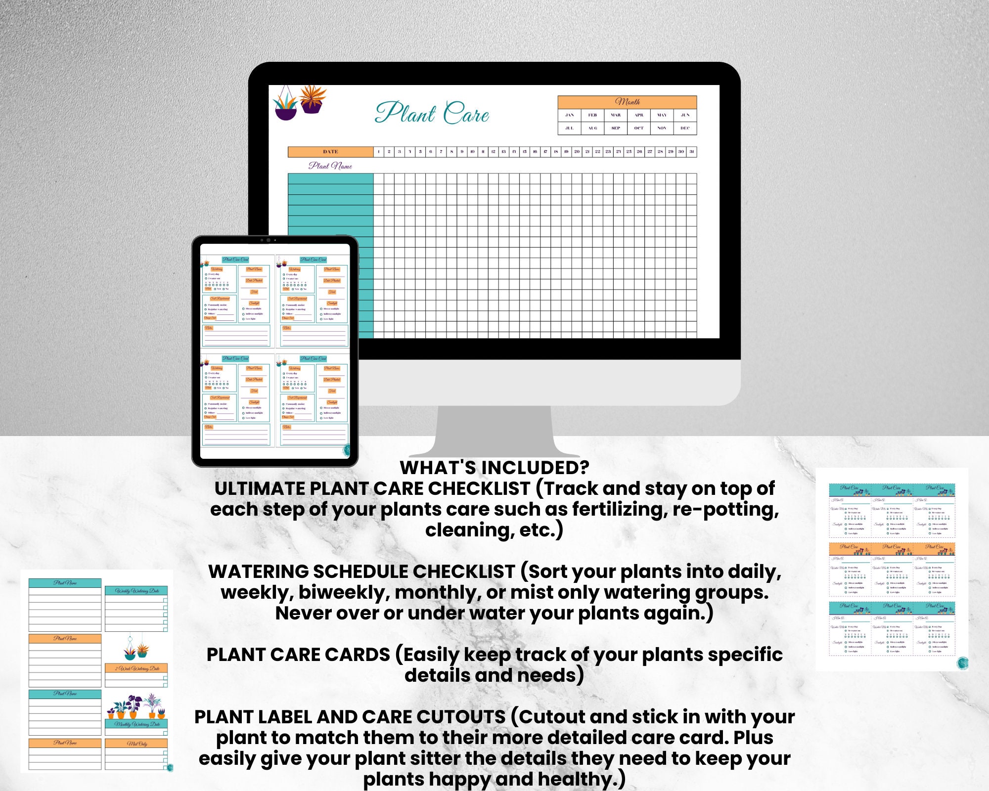 Printable Plant Care Tracker Bundle Indoor Plant Calendar Plant Care ...