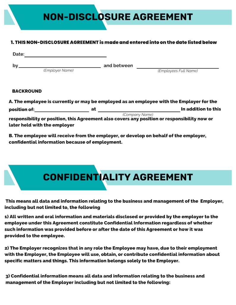 Non-disclosure Agreement Canva Editable Template Confidentiality ...