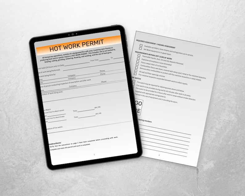 Hot Work Permit Editable Template - Etsy