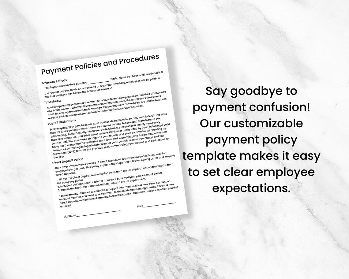 Payment Policies and Procedures Canva Editable Template Business ...