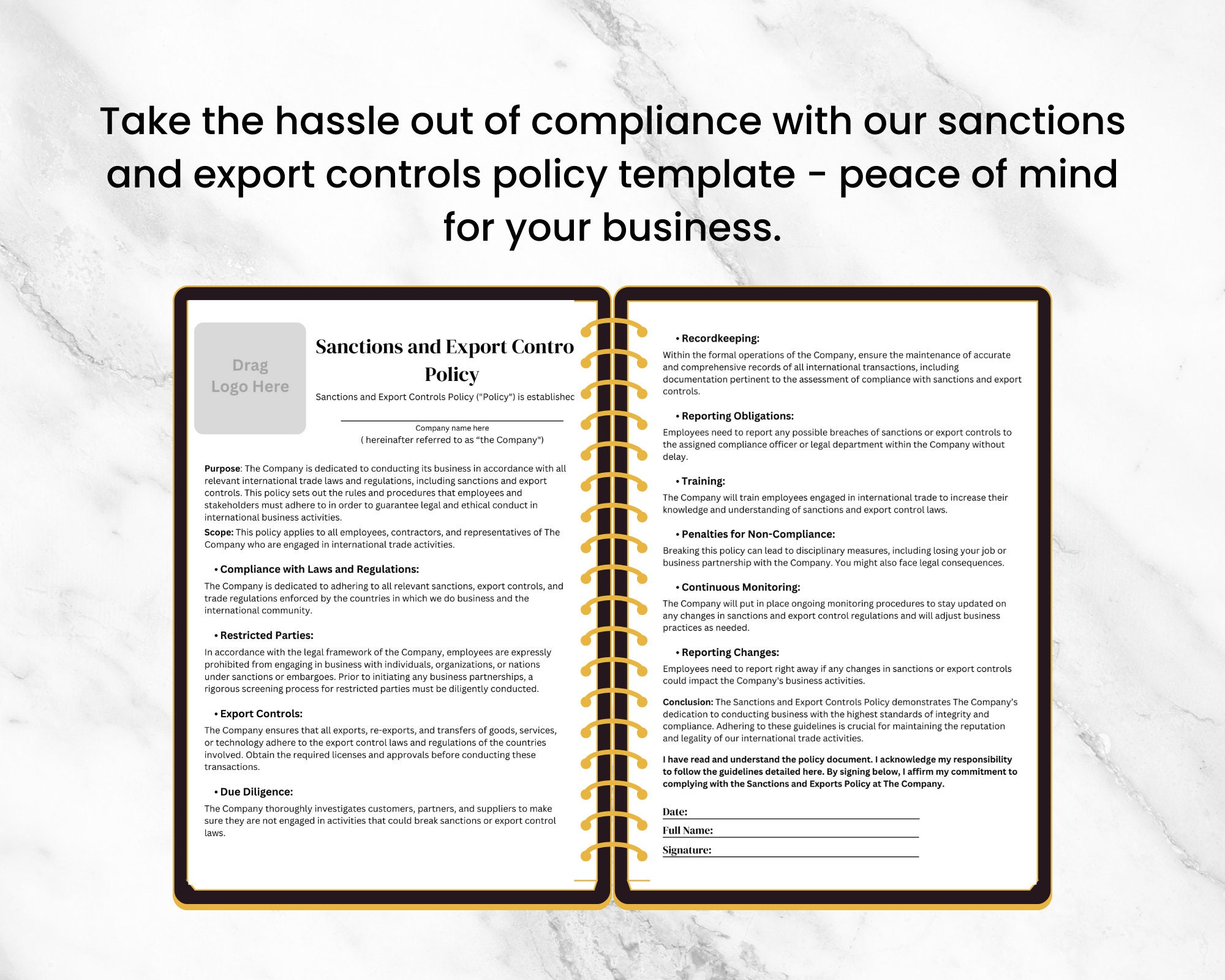Sanctions and Export Controls Policy Canva Editable Template Legal ...