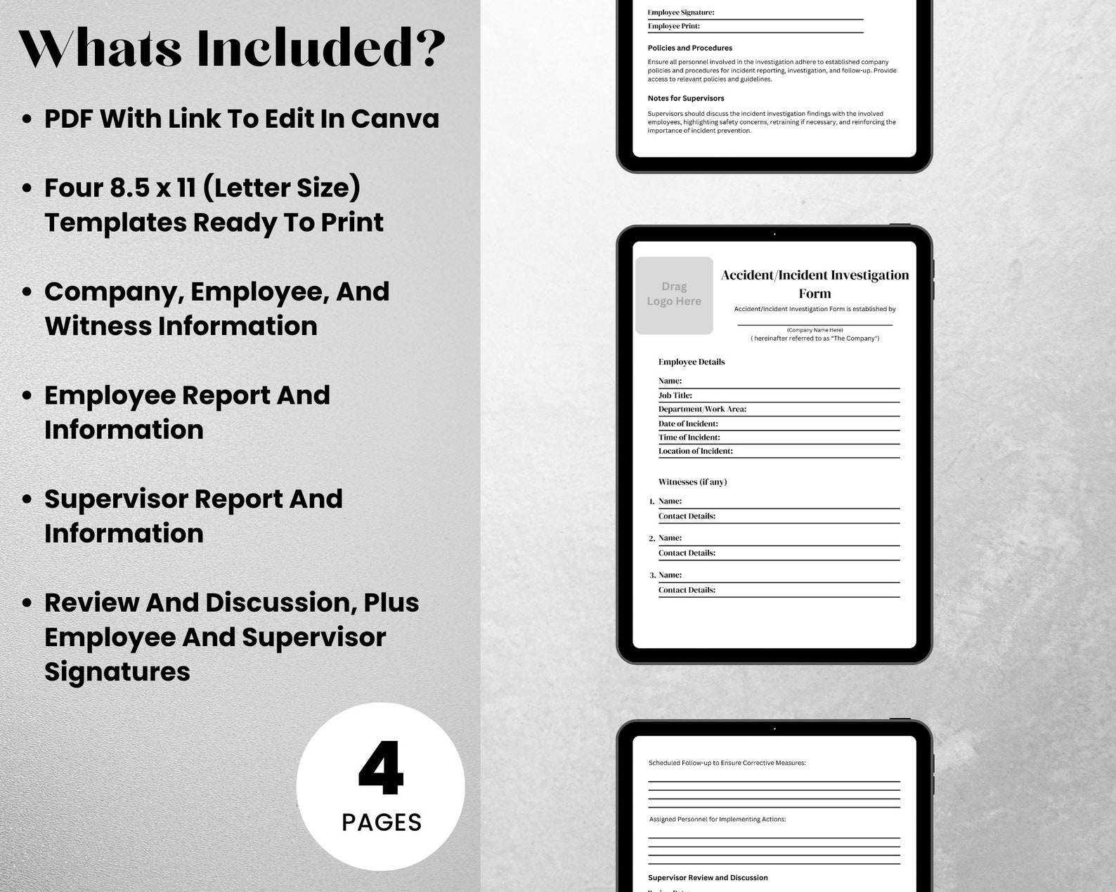 Accident Investigation Form Canva Editable Template Incident ...