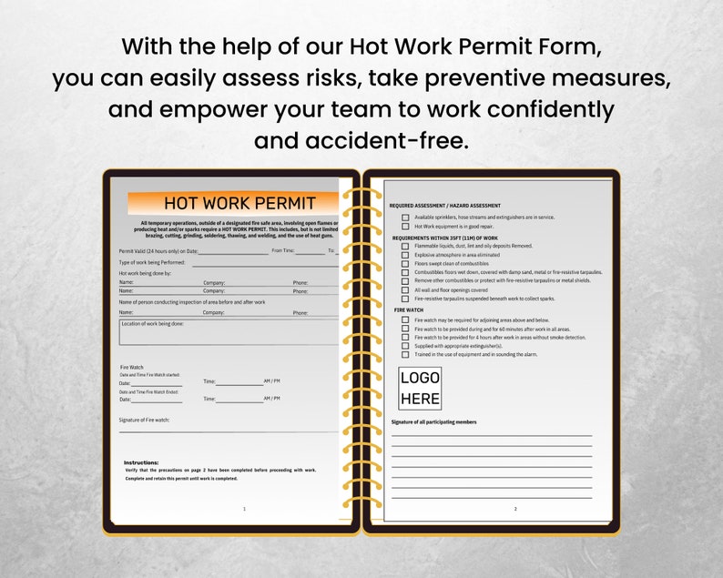 Hot Work Permit Editable Template - Etsy