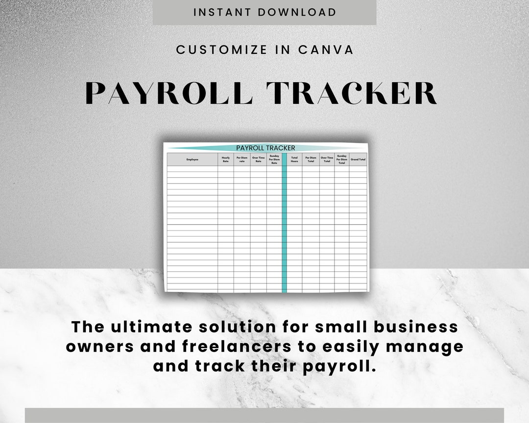 Payroll Tracker Canva Editable Template Payroll Tracker Spreadsheet ...