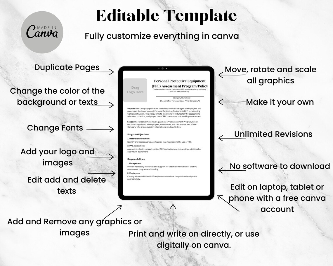 Personal Protective Equipment Assessment Program Policy Canva Editable ...
